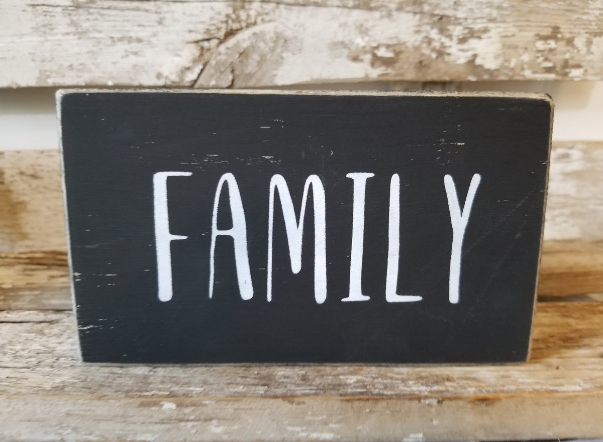 Family 4" x 6" Mini Black Wood Block Sign Free Shipping – My Country ...